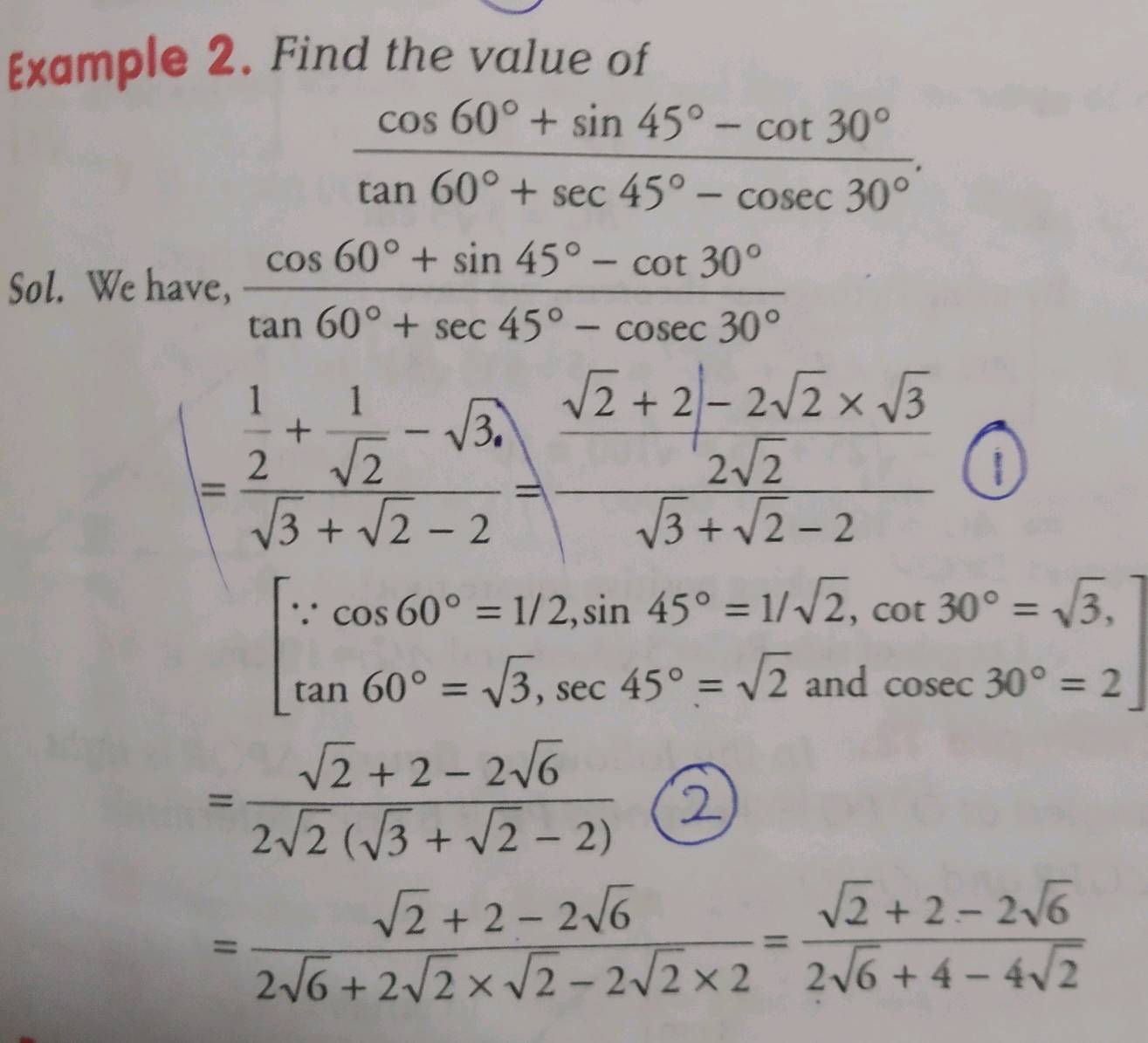 Find The Value Of Tan 45∘cosec 30∘ Sec 60∘cot 45∘ 5 Sin 90∘