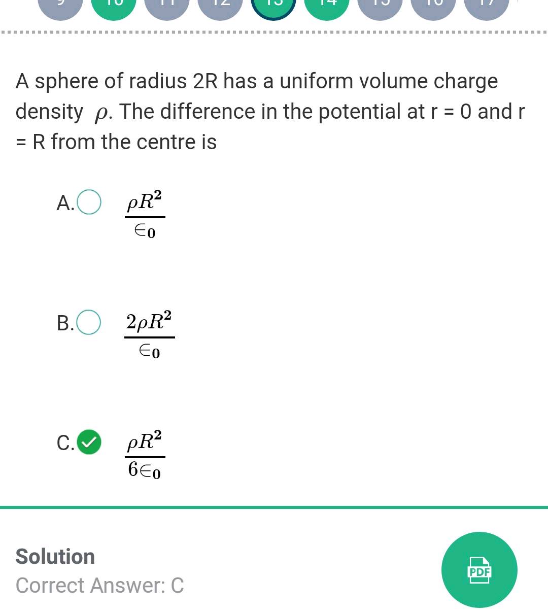 An Insulated Sphere Of Radius R Has A Uniform Volume Charge Density ρ