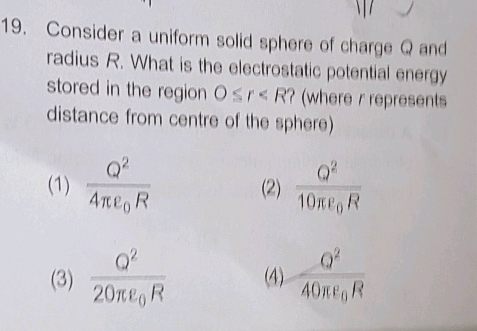 A Solid Sphere Of Radius R Is Charged Uniformly The Electrostatic