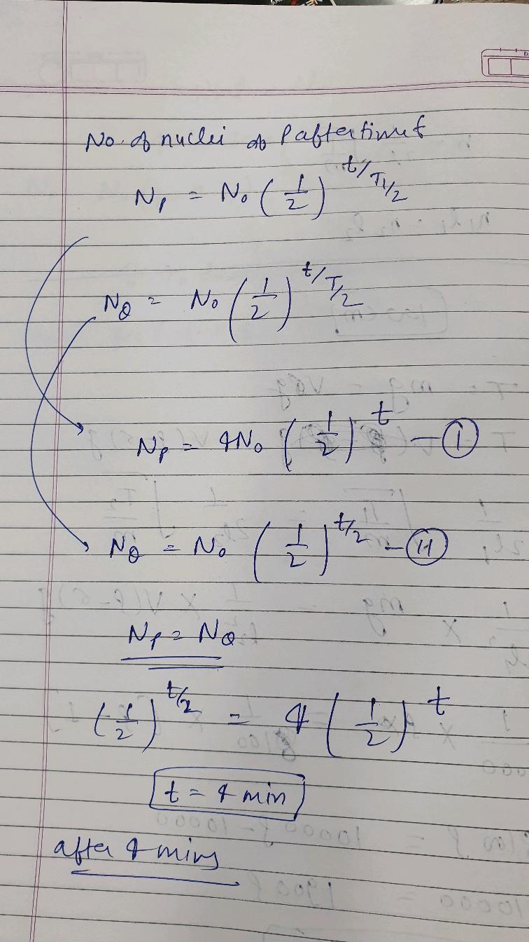 Two Radioactive Nuclei P And Q In A Given Sample Decay Into A Stable