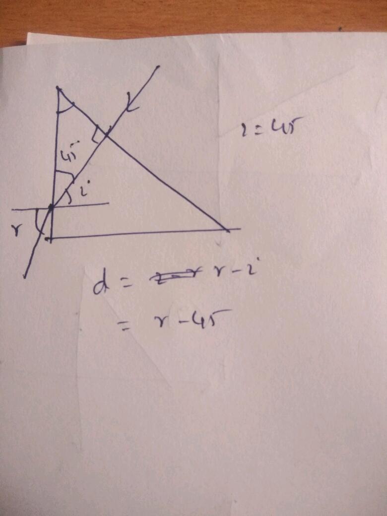 A Ray Of Light Pq Is Incident Normally On The Hypotenuse Of A Right