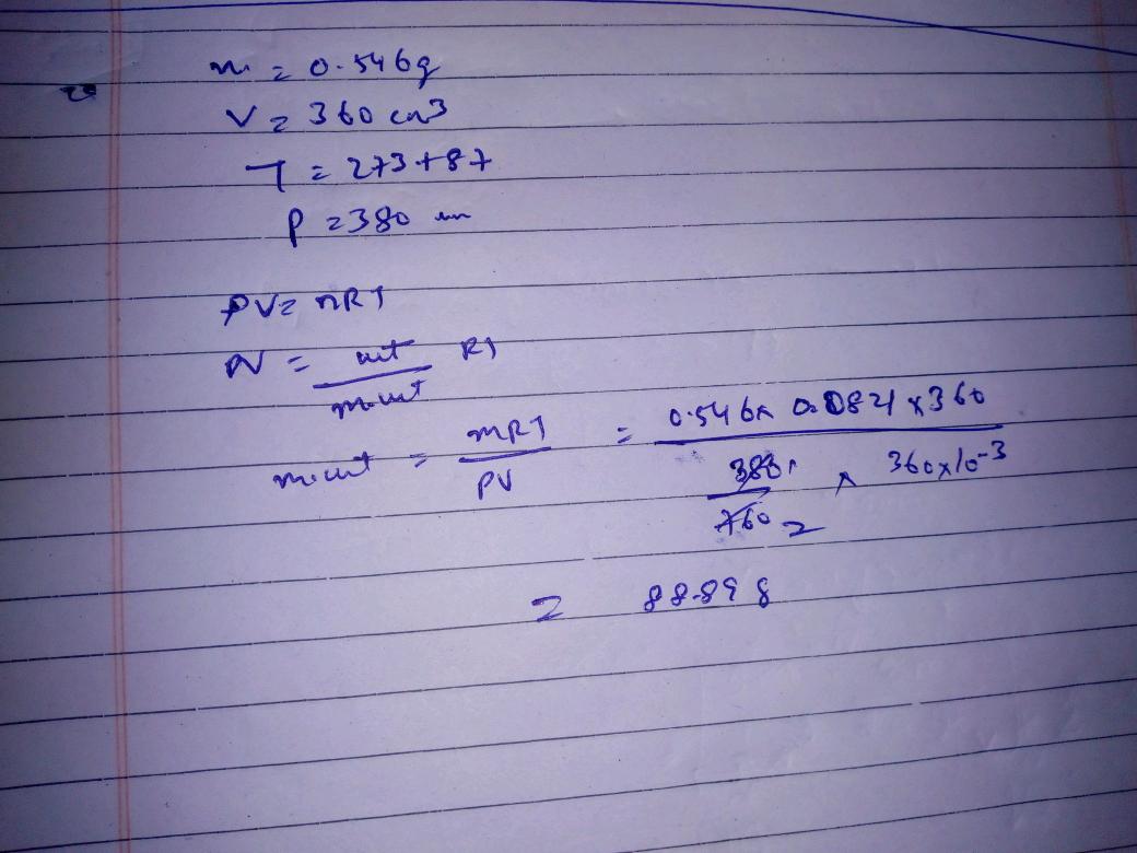 One Litre Of A Gas At Ntp Weighs 197 G Find The Molecular Mass Of Gas