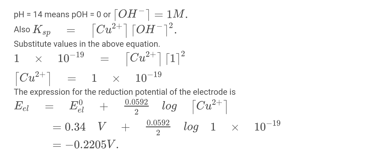 The Standard Reduction Potential For Cu2 Cu Is 034 V What Will