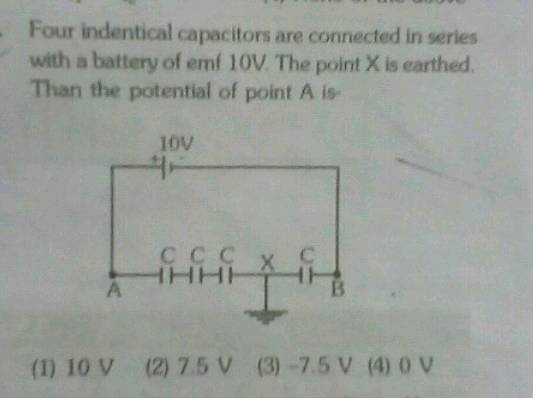 Four Identical Capacitors Are Connected In Series With A Battery Of Emf