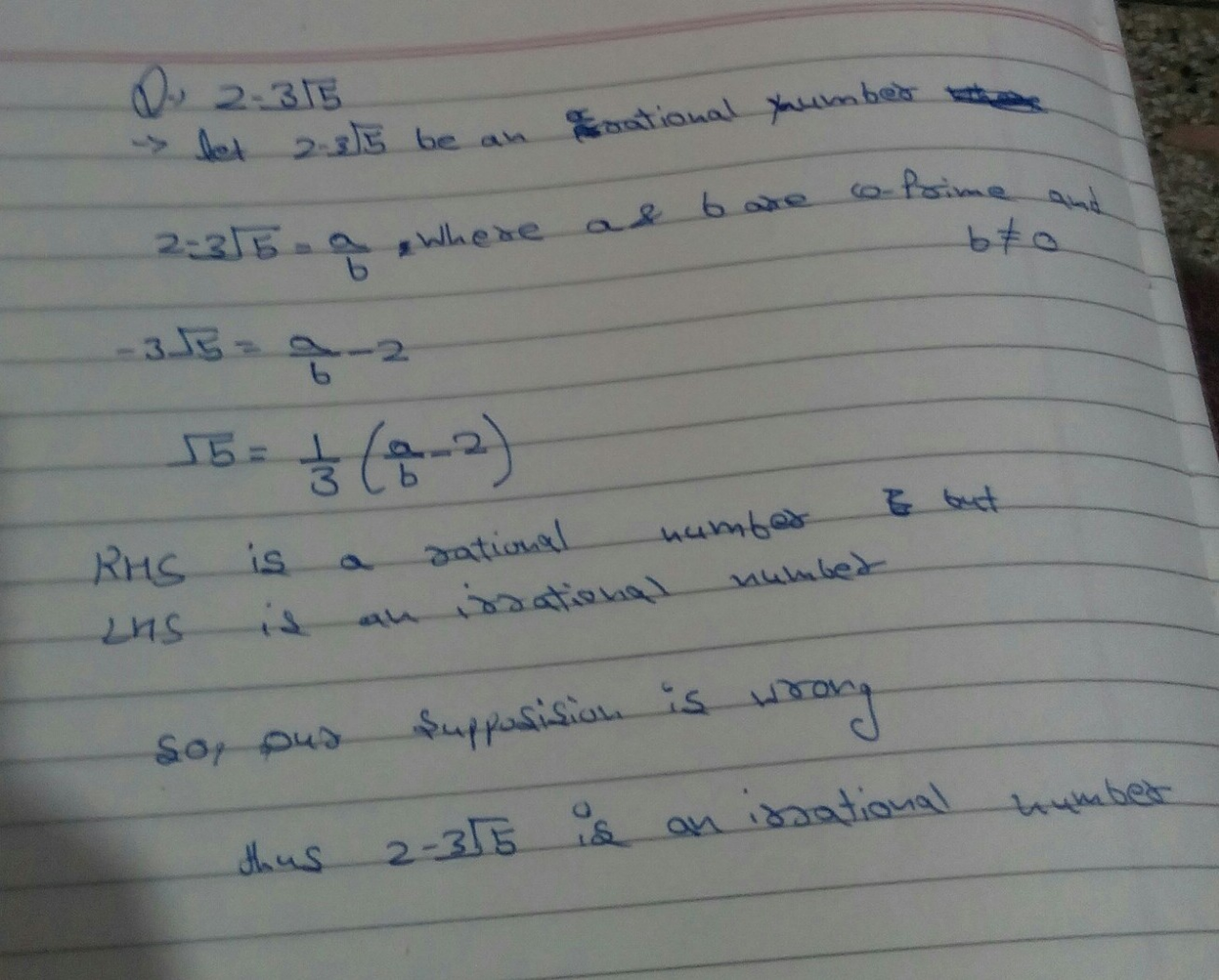 Given That √2 Is Irrational Prove That 5 3√2 Is An Irrational