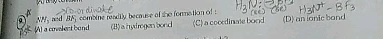 Nh3 And Bf3 Combine Readily Because Of The Formation Of