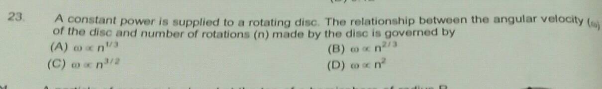 A Constant Power Is Supplied To A Rotating Disc The Relationship