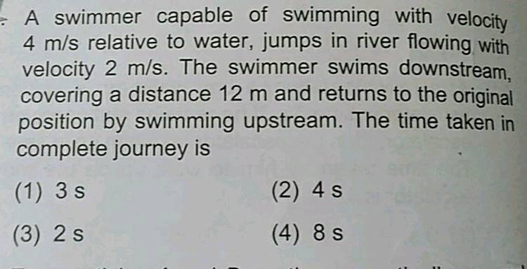 A Swimmer Capable Of Swimming With Velocity V Relative To Water Jumps