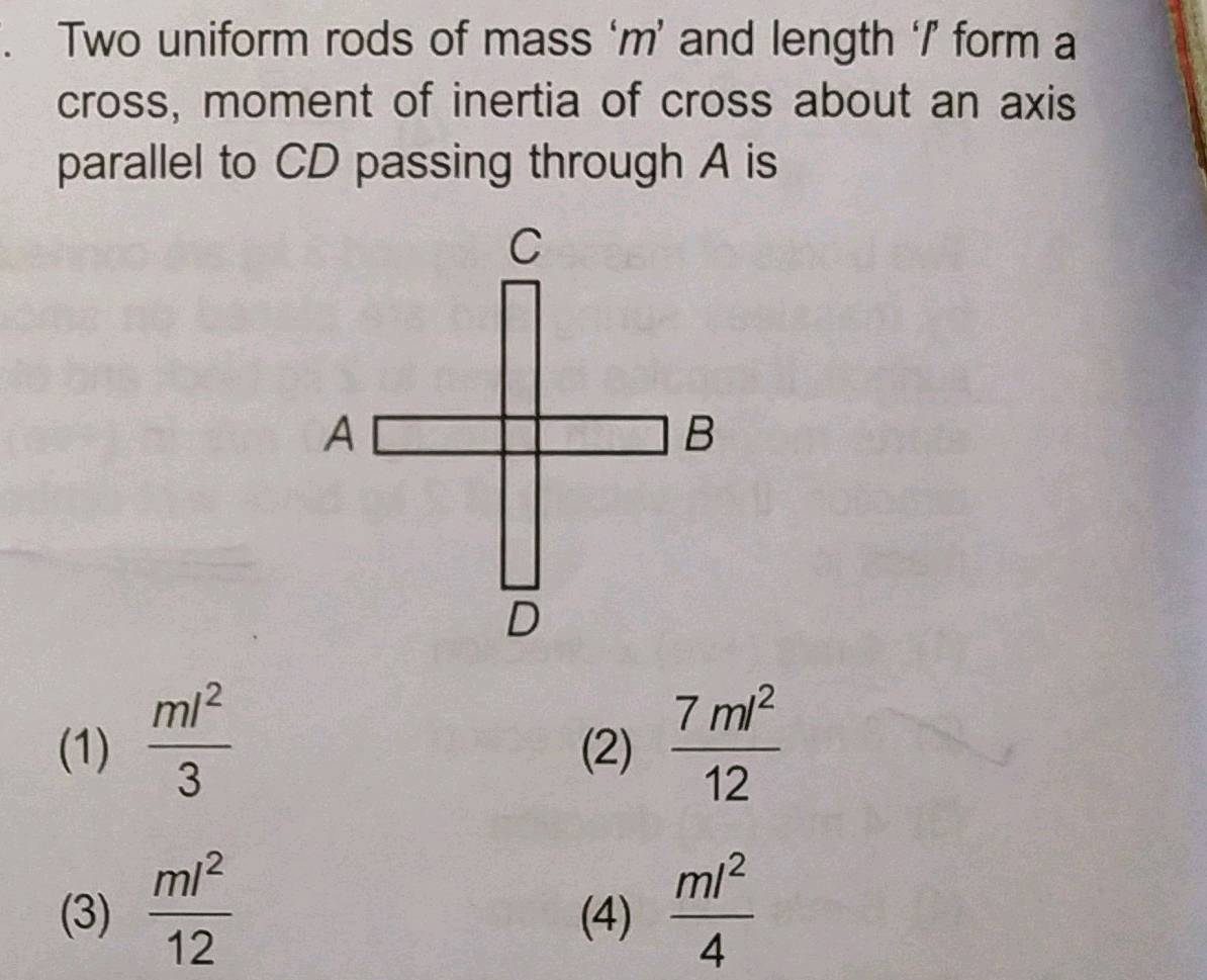 Two Uniform Thin Identical Rods Each Of Mass M And Length L Are Joined