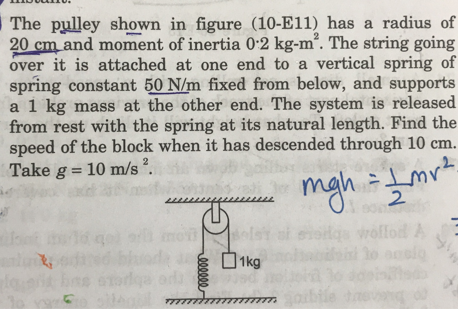 The Pulley Shown In Figure Has Radius 20 Cm And Moment Of Inertia 0