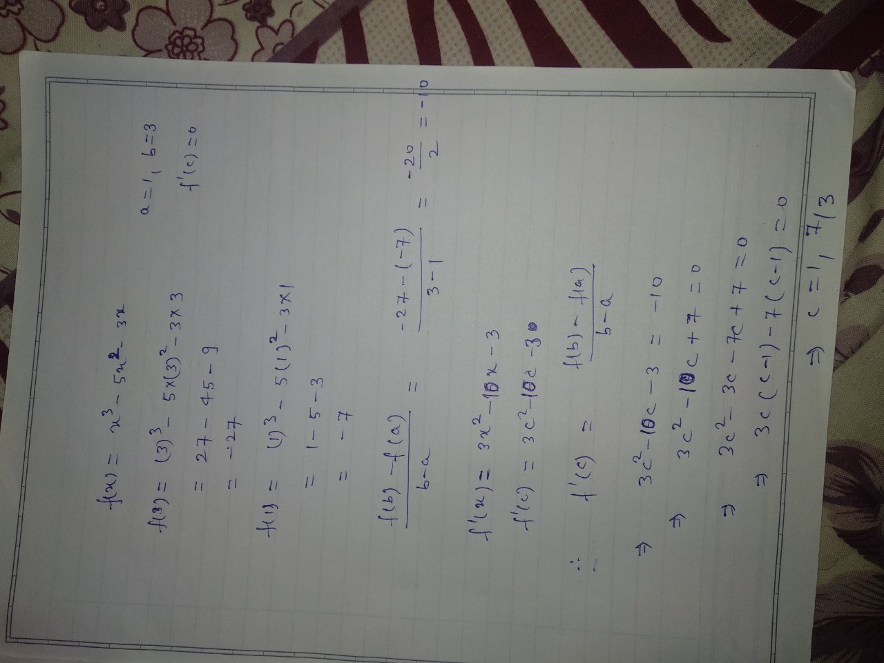 Verify Mean Value Theorem For The Function Fx X2 In The Interval