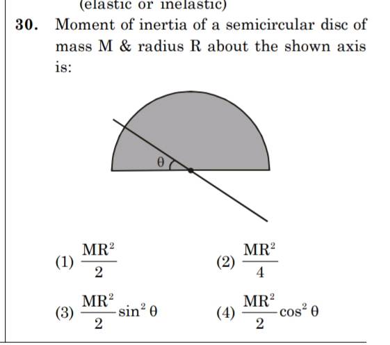 Calculate The Moment Of Inertia Of A Semicircular Disc Of Mass M And