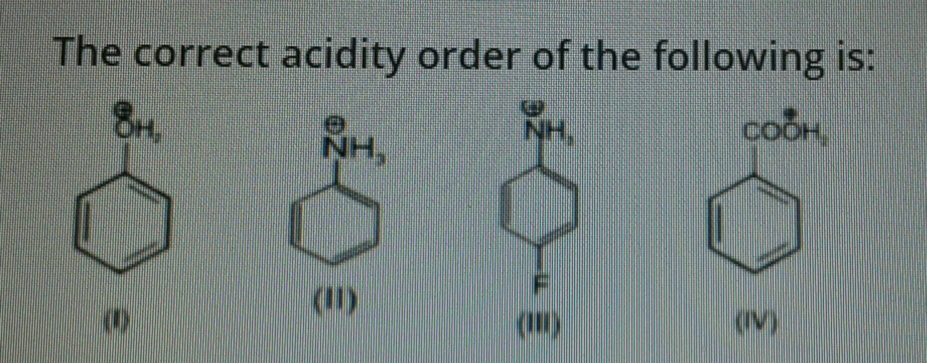 The Correct Acidity Order Of The Following Is