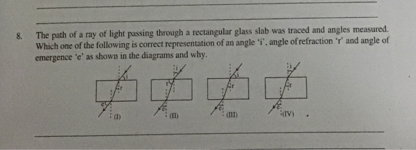 A Student Traces The Path Of A Ray Of Light Passing Through A