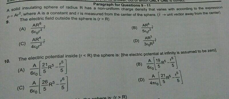 Electric Potential On The Surface Of A Solid Sphere Of Charge Is V