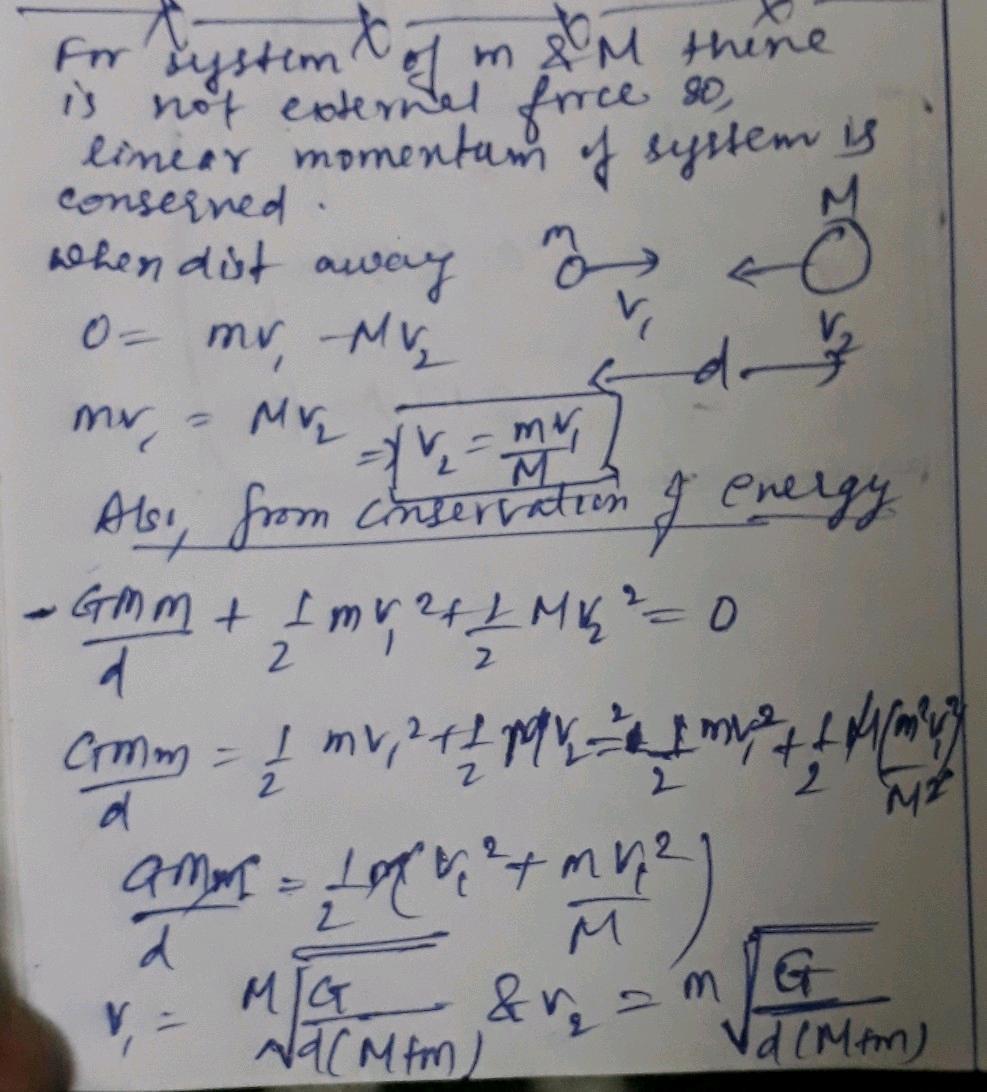 Two Particles Of Masses M And M Are Initially At Rest At An Infinite