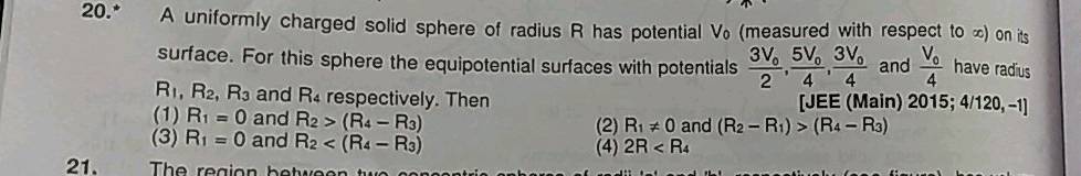 A Uniformly Charged Solid Sphere Of Radius R Has Potential V0 Measured