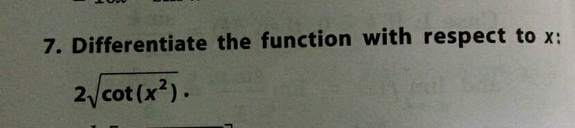 Differentiate The Function With Respect To X 2 √cotx2