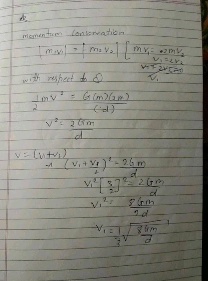 Two Particles Of Masses M And M Are Initially At Rest At An Infinite