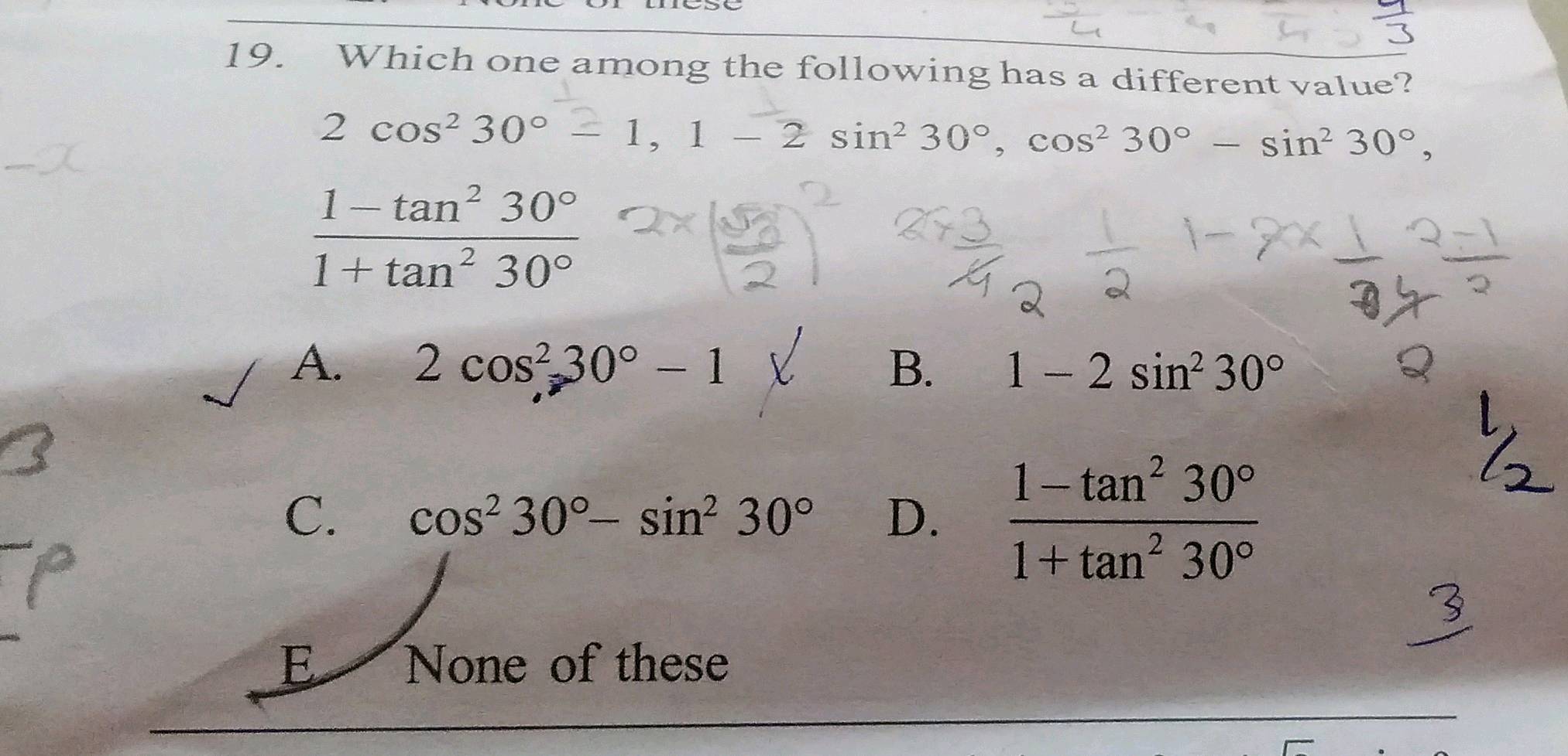 Sin 30∘cos 60∘ Sin 60∘cos 30∘ Is Equal To