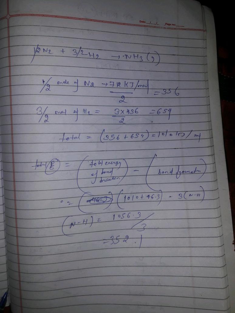 The Standard Enthalpy Of Formation Of Nh3 Is 460 Kj Mol 1 If The