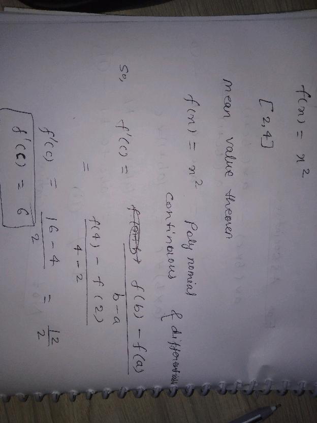 Verify Lagranges Mean Value Theorem For The Function Fx √x2 X