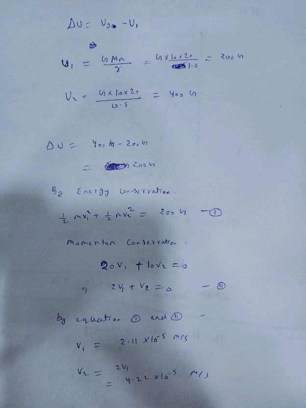 Two Small Bodies Of Masses 10 Kg And 20 Kg Are Kept A Distance 10 M