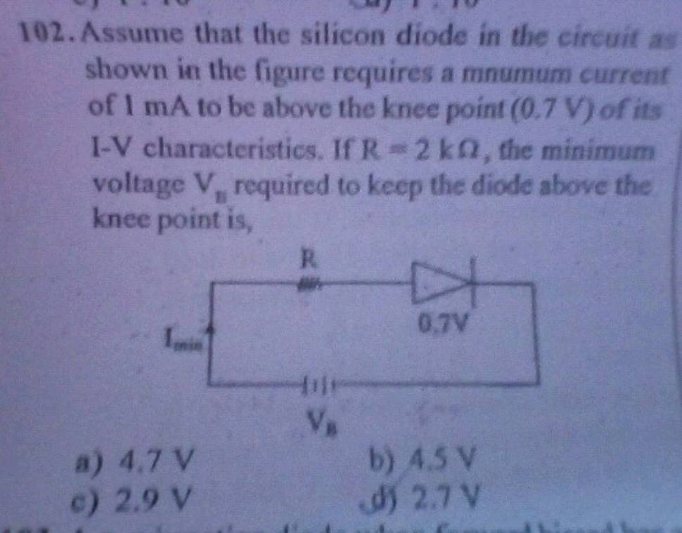 The Silicon Diode Shown In The Figure Is Rated For A Maximum Current Of