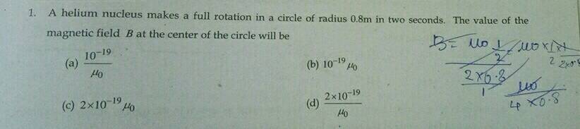 A Helium Nucleus Makes A Full Rotation In A Circle Of Radius 08m In