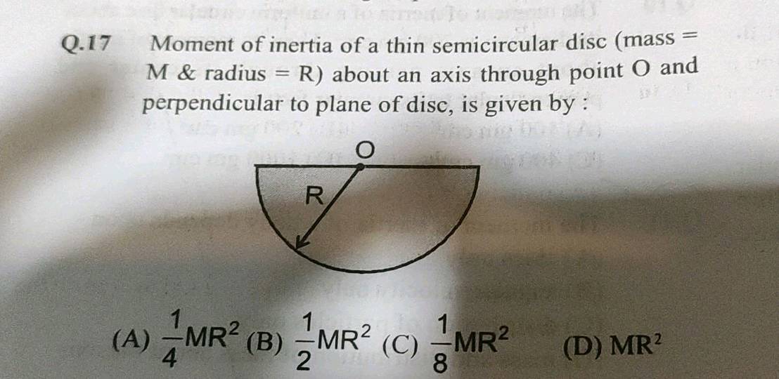 Calculate The Moment Of Inertia Of A Semicircular Disc Of Mass M And