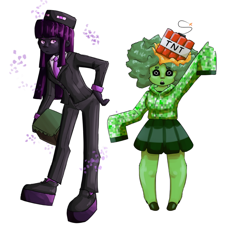 Minecraft Enderman And Creeper Girl