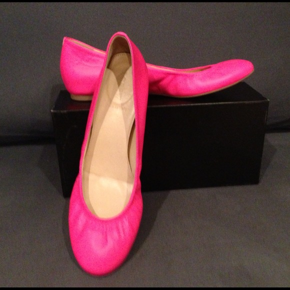 J Crew Shoes J Crew Hot Pink Leather Cece Ballet Flats Poshmark