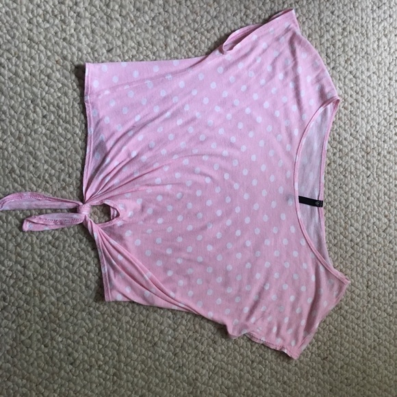 Love Culture Tops Light Pink And White Polka Dot Crop Top Poshmark