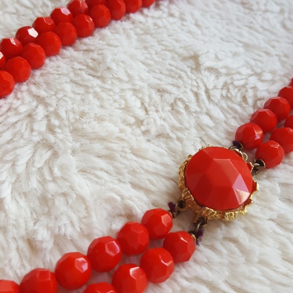 Jewelry Vintage Red Bead Necklace Poshmark