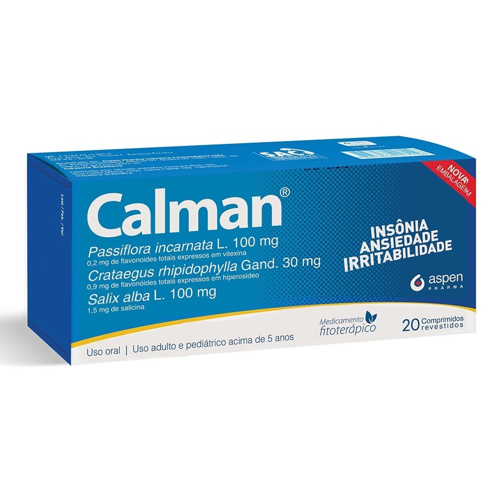 Calman 100mg 30mg 100mg Caixa Com 20 Comprimidos Revestidos