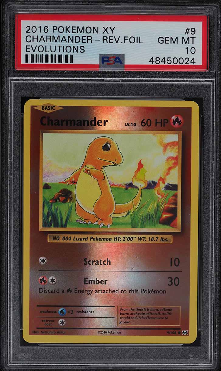 2016 Pokemon Xy Evolutions Reverse Holo Charmander 9 Psa 10 Gem Mint