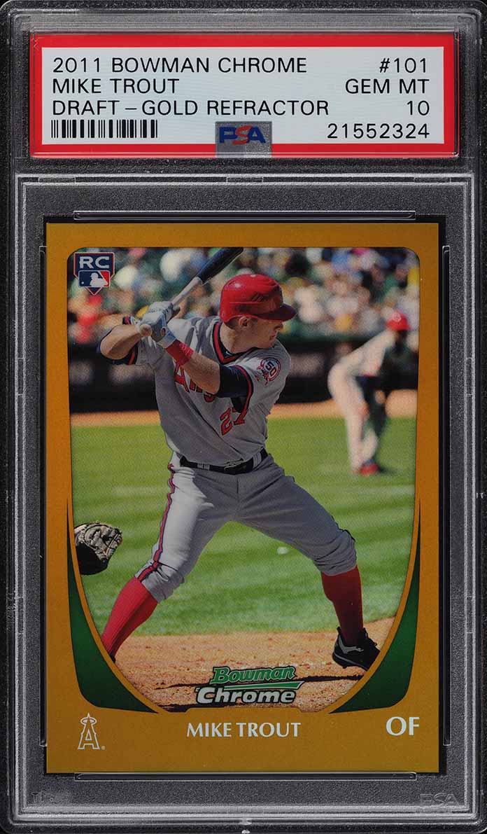 2011 Bowman Chrome Gold Refractor Mike Trout Rookie Rc 50 101 Psa 10