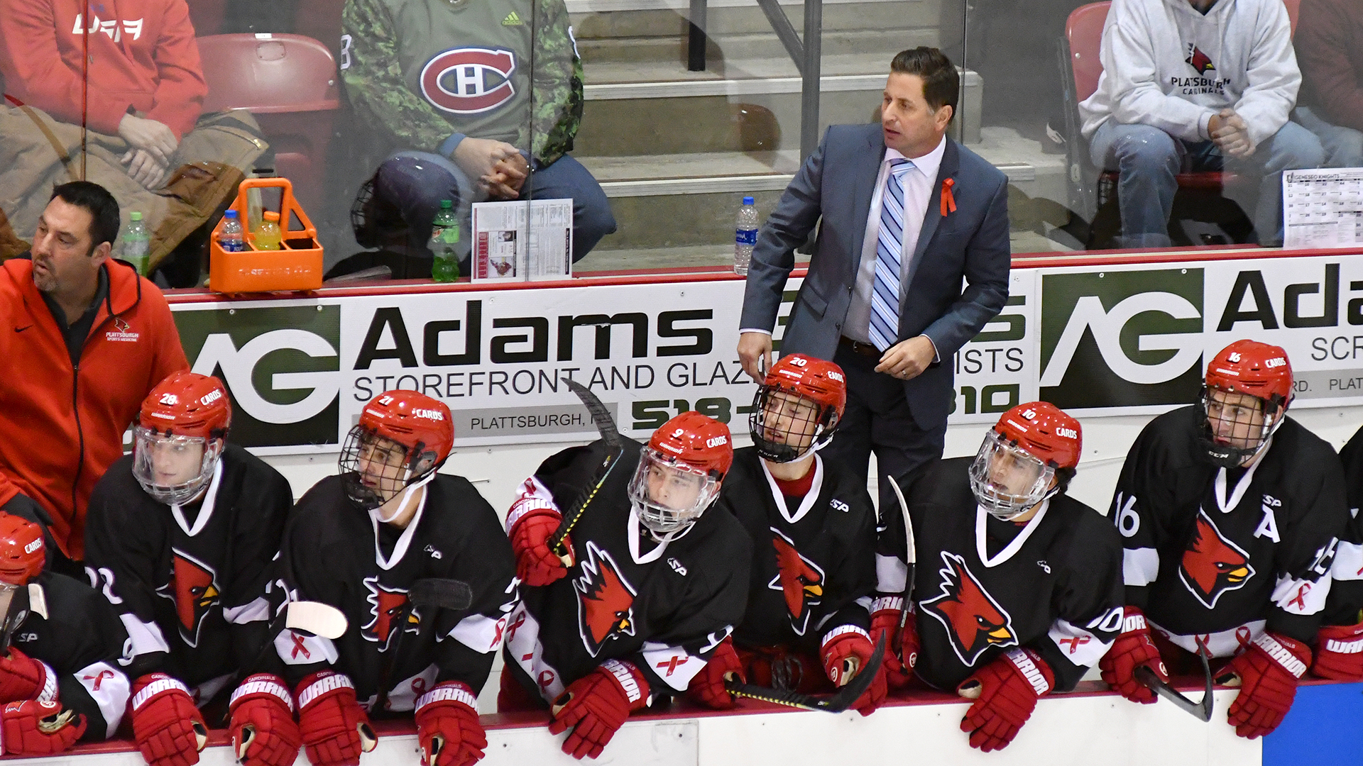 Mens Ice Hockey Defeats Suny Cortland 4 1 Steve Moffat Earns First