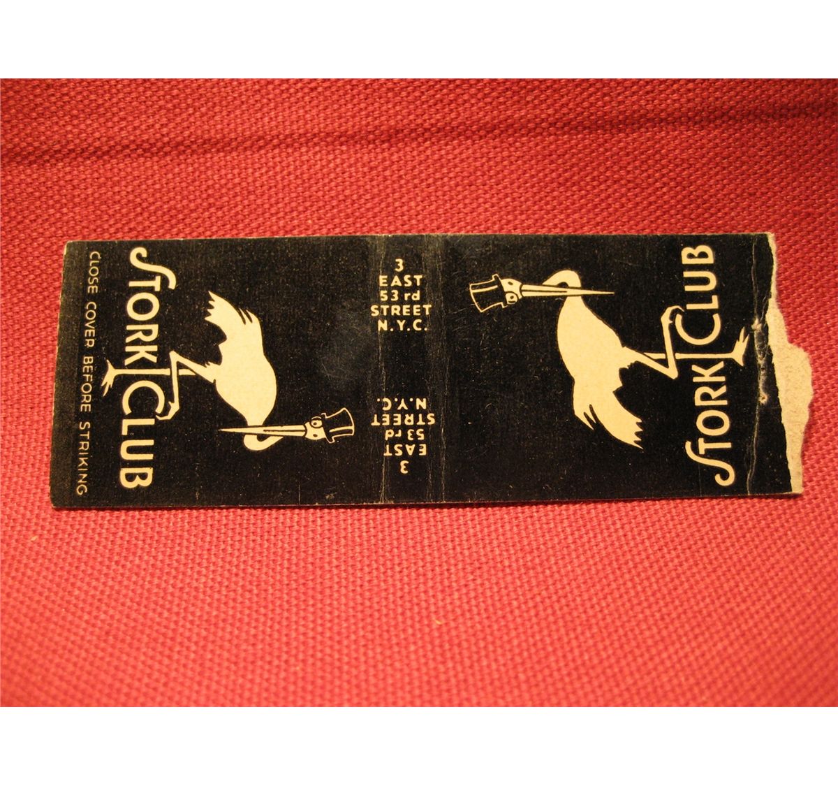 Vintage Stork Club Matchbook Cover Nyc