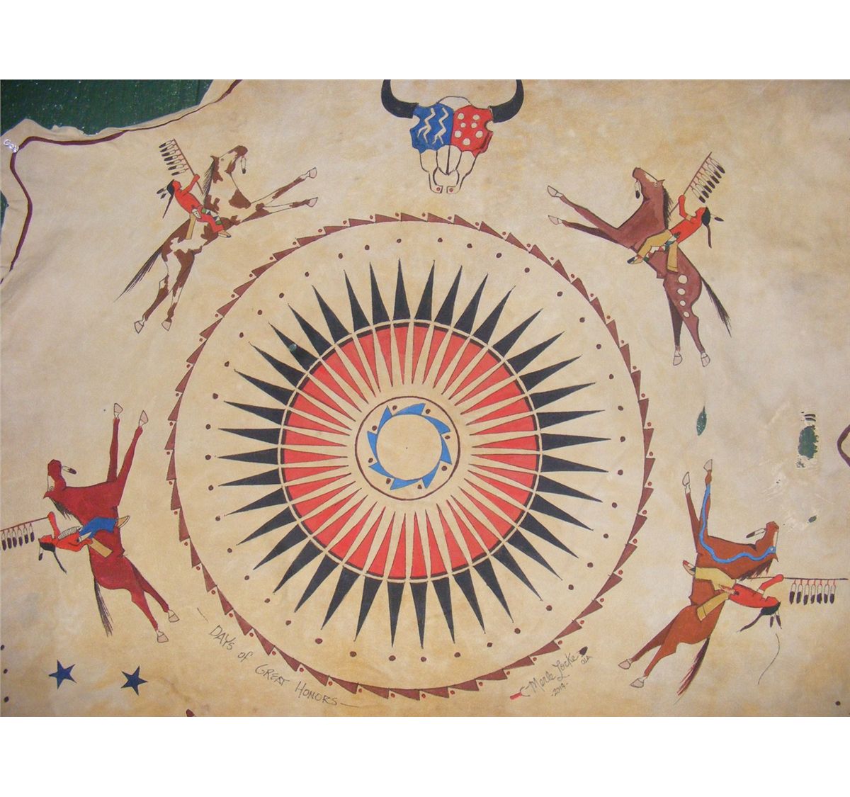 Lakota Sioux Hide Painting By M Locke