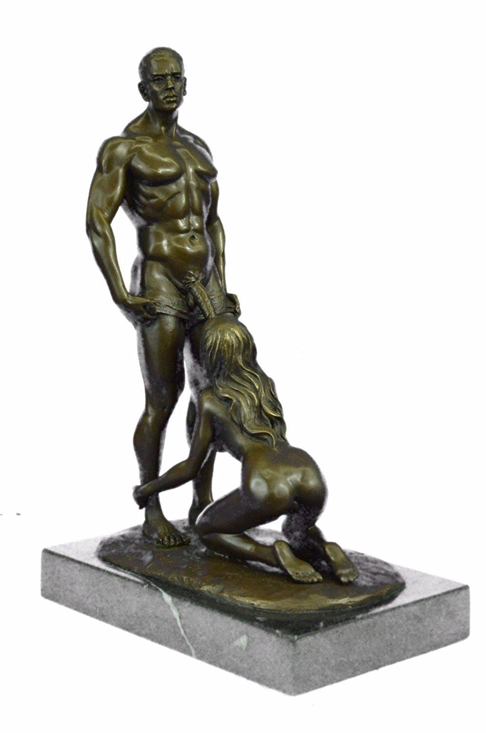 Oral Pleasure Bronze Sculpture On Marble Base Statue