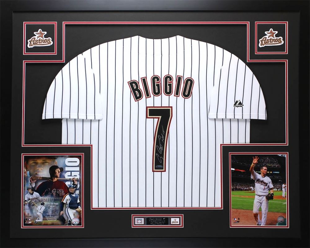 Craig Biggio Signed Astros 35 X 43 Custom Framed Jersey Tristar