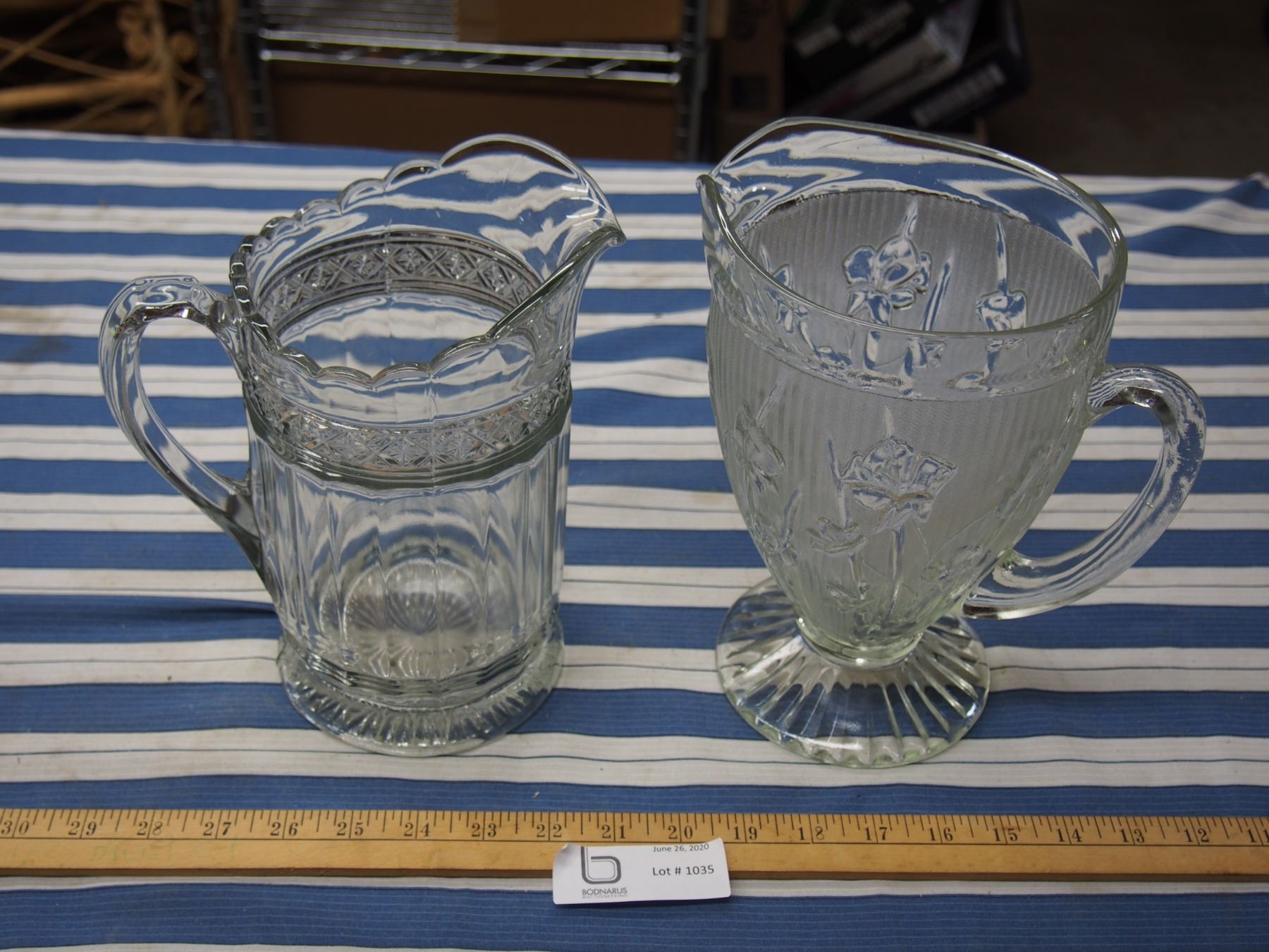 2 Antique Depression Glass Pitchers Bodnarus Auctioneering