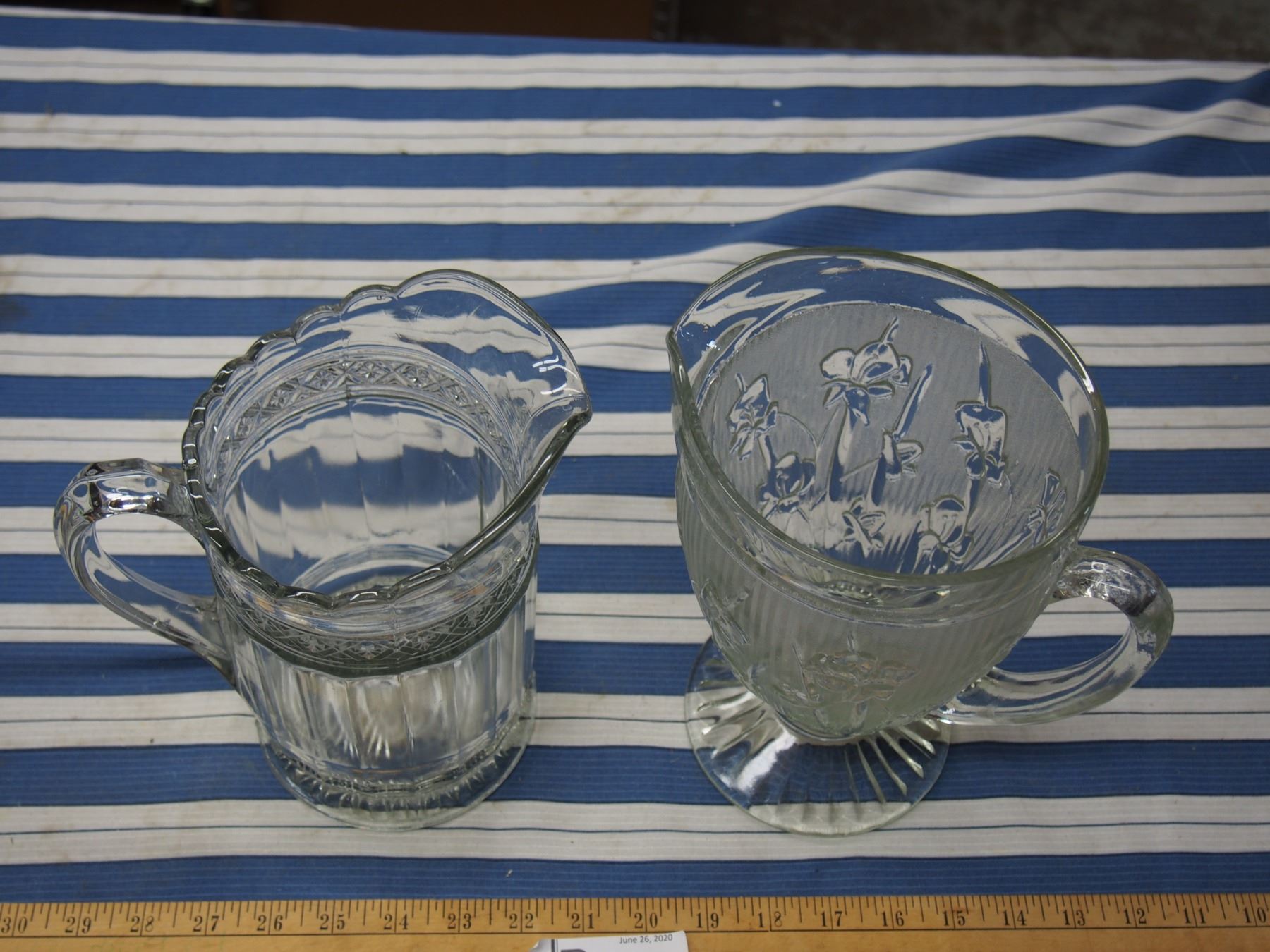 2 Antique Depression Glass Pitchers Bodnarus Auctioneering