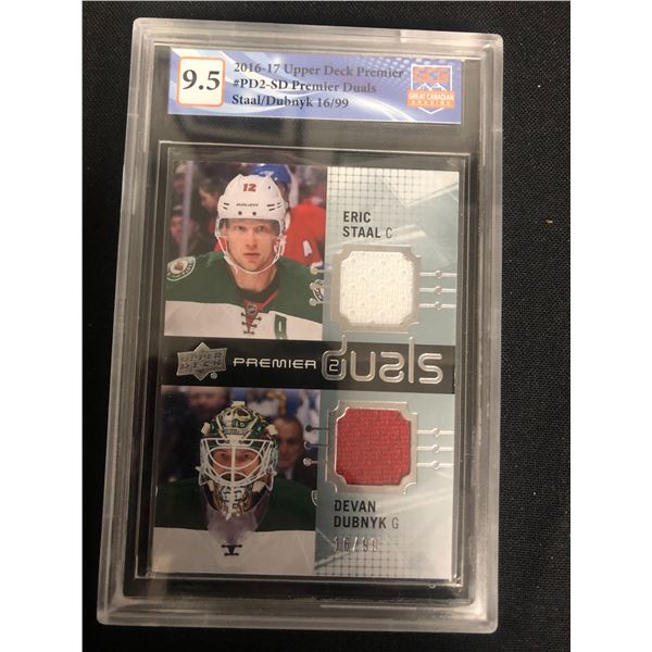 2016 17 Upper Deck Premier Pd2 Sd Premier Duals Staal Dubnyk 1699