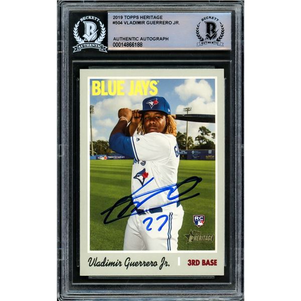 2019 Topps Heritage Vladimir Guerrero Jr Rookie Card Signed Beckett Coa