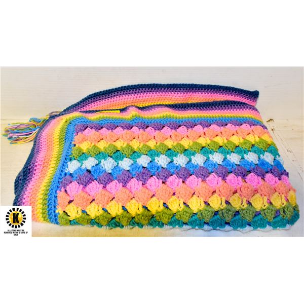 Handmade Multi Color Crocheted Afghan