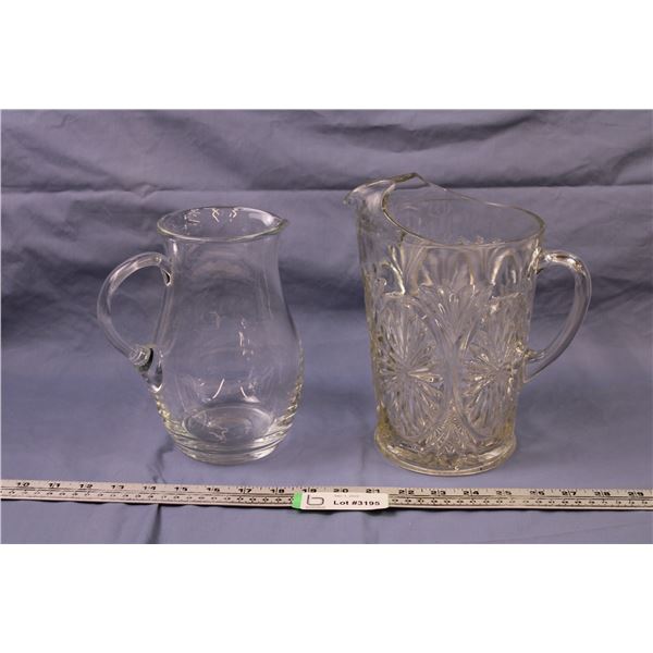 2 Clear Glass Pitchers Bodnarus Auctioneering