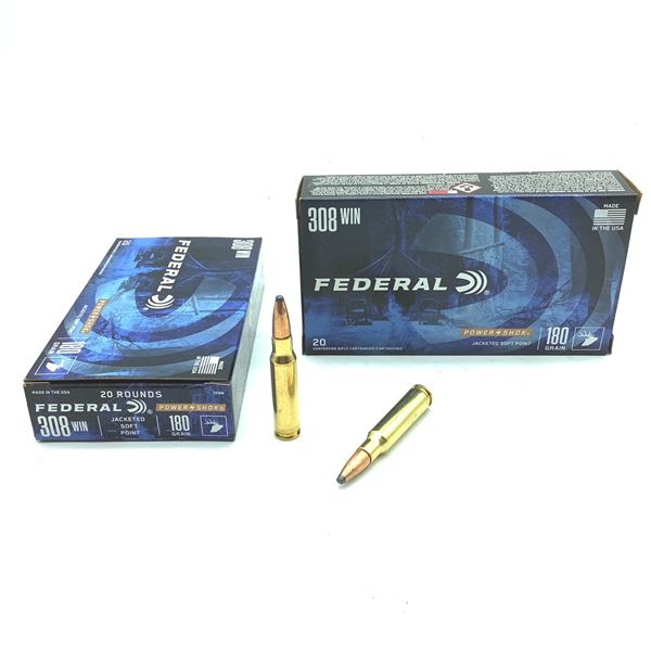 Federal Power Shok 308 Win 180 Grain Jsp Ammunition 40 Rounds