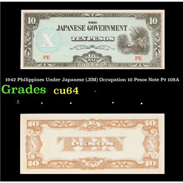 1942 Philippines Under Japanese Jim Occupation 10 Pesos Note P 108a